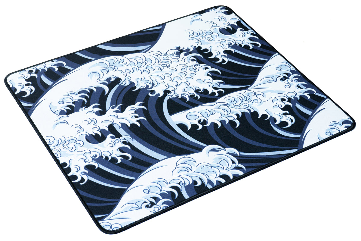 Wave Hybrid Gaming Mouse Pad, Blue and White Japanese Style Desk Pad ...